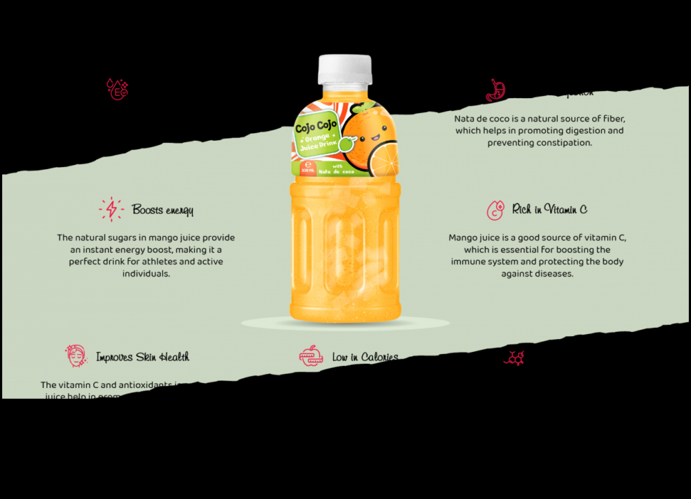 320ml Cojo Cojo Orange Juice Drink with Nata De Coco - Cojo Cojo